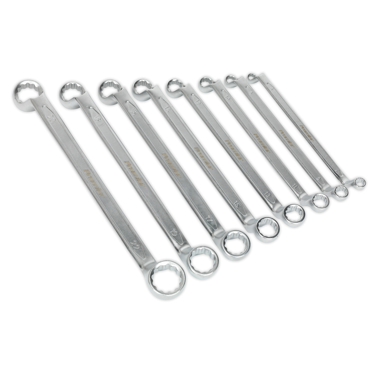 Sealey Premier Offset Double End Ring Spanner Set 8pc - Wow Tools