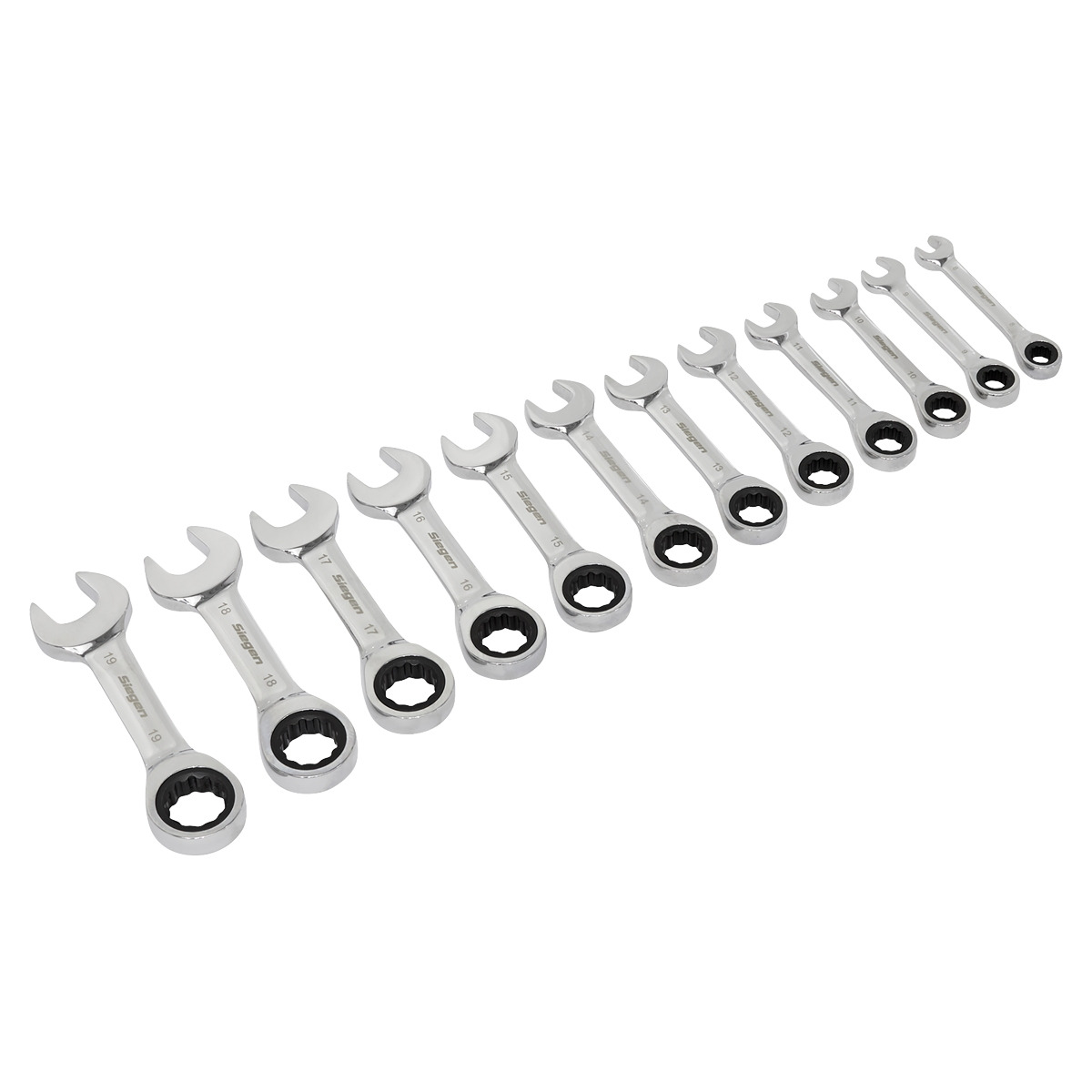 Sealey Siegen Stubby Combination Ratchet Spanner Set in EVA Foam Tray ...
