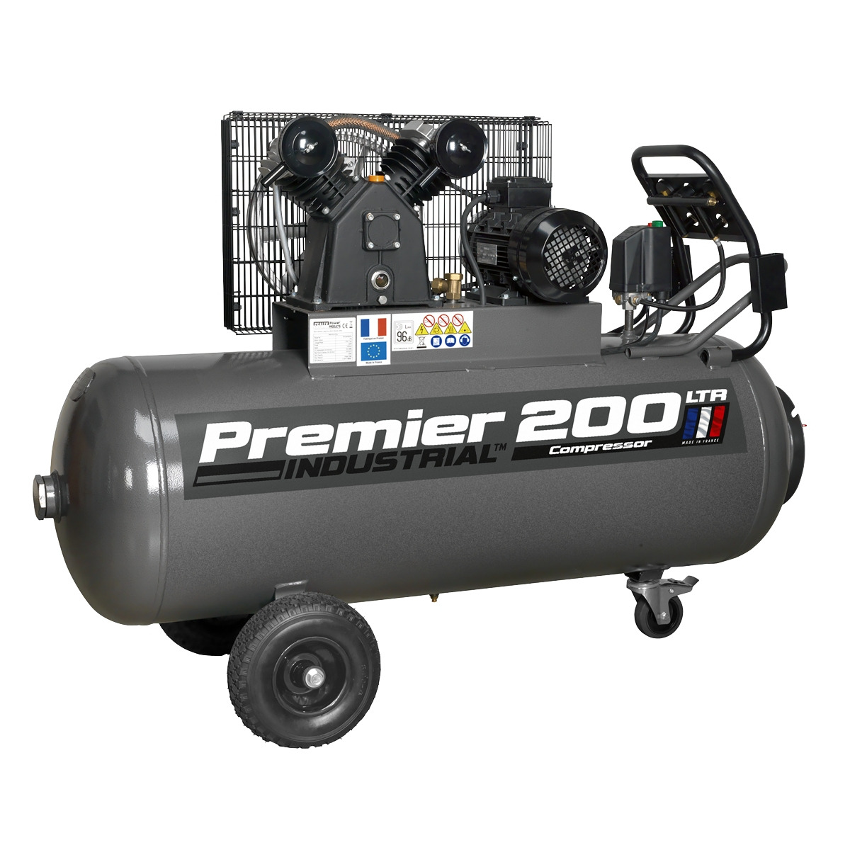 Sealey Premier 200L Belt Drive Air Compressor with Front Control Panel ...