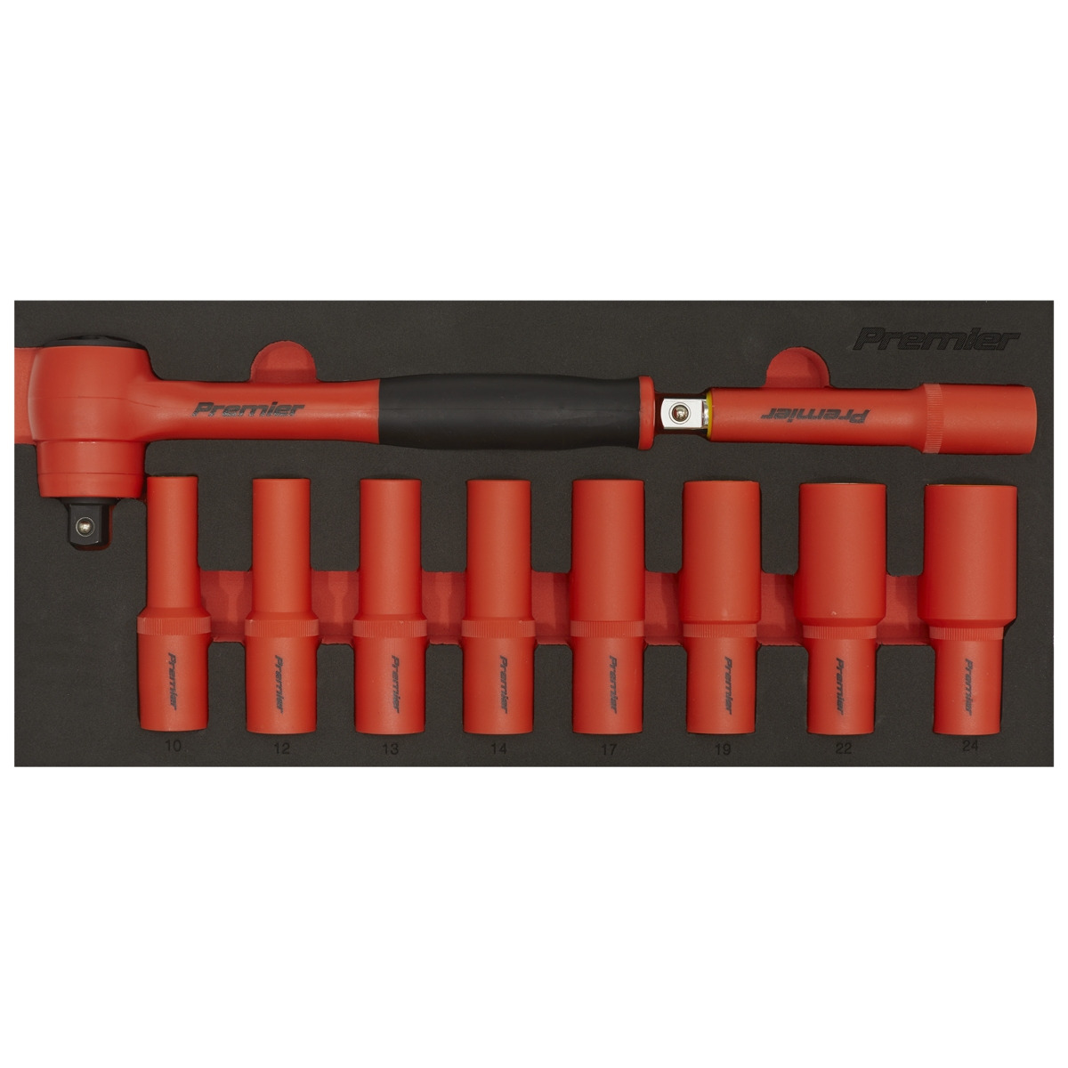 Sealey Premier Insulated Socket Set with Tool Tray 1/2"Sq Drive 10pc ...