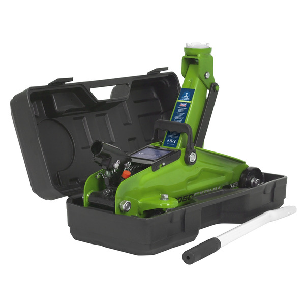 Sealey Short Chassis Trolley Jack with Storage Case 2 Tonne - Green ...